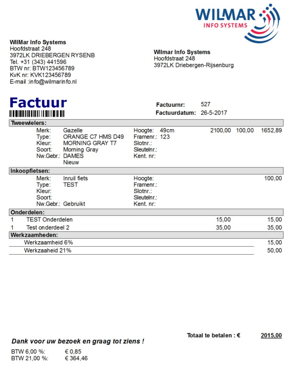 Wilmar Retail, kassa software voor uw fietsenwinkel
